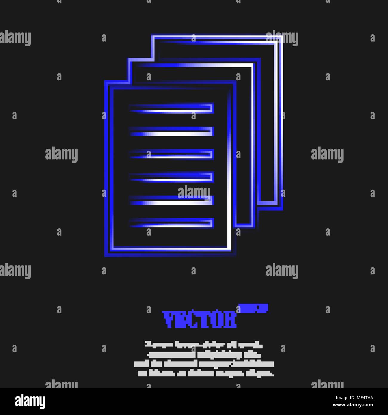 Copy file icon symbol with effect of blue neon. Vector illustration ...