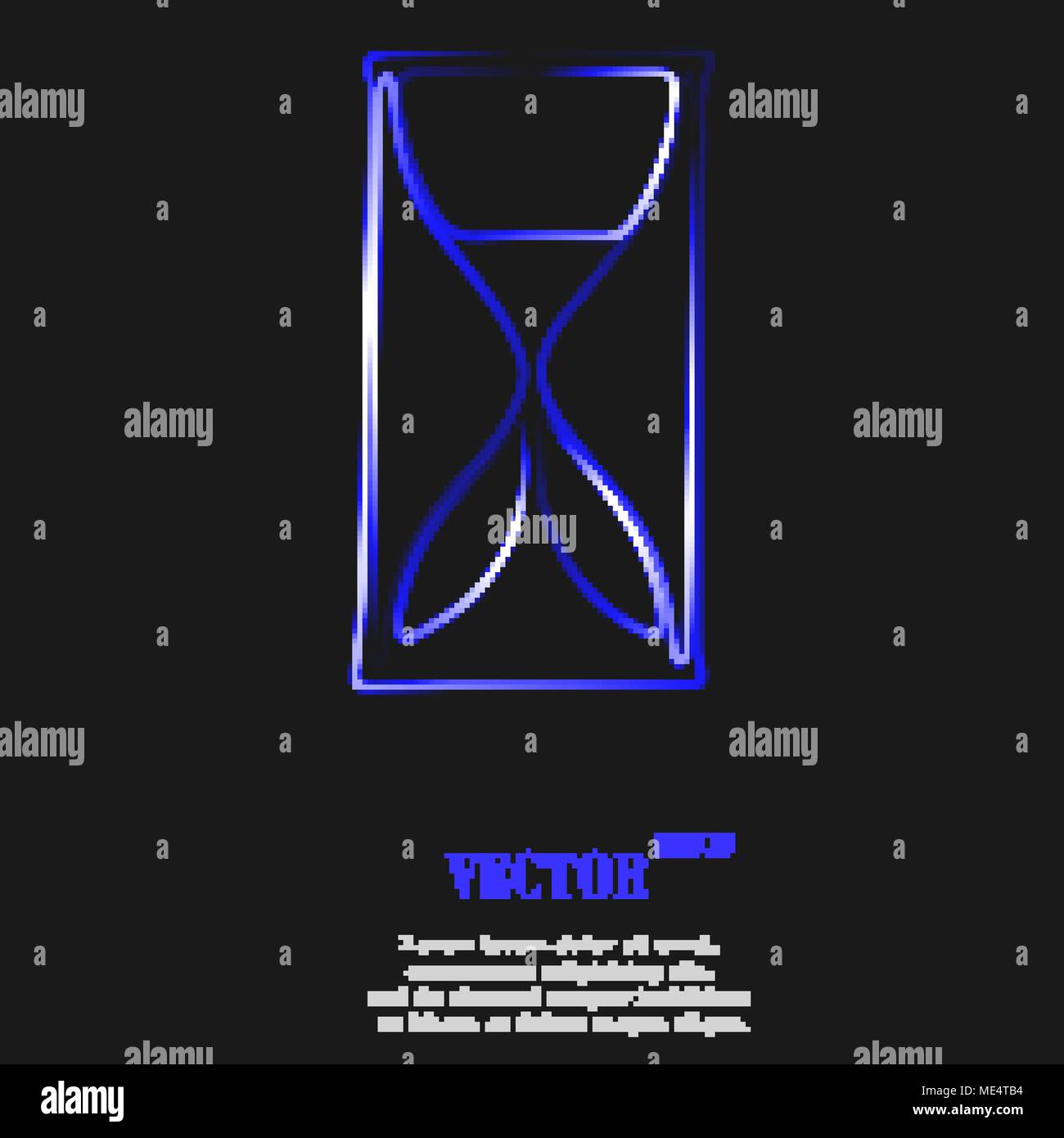 Hourglass icon symbol with effect of blue neon. Vector illustration ...