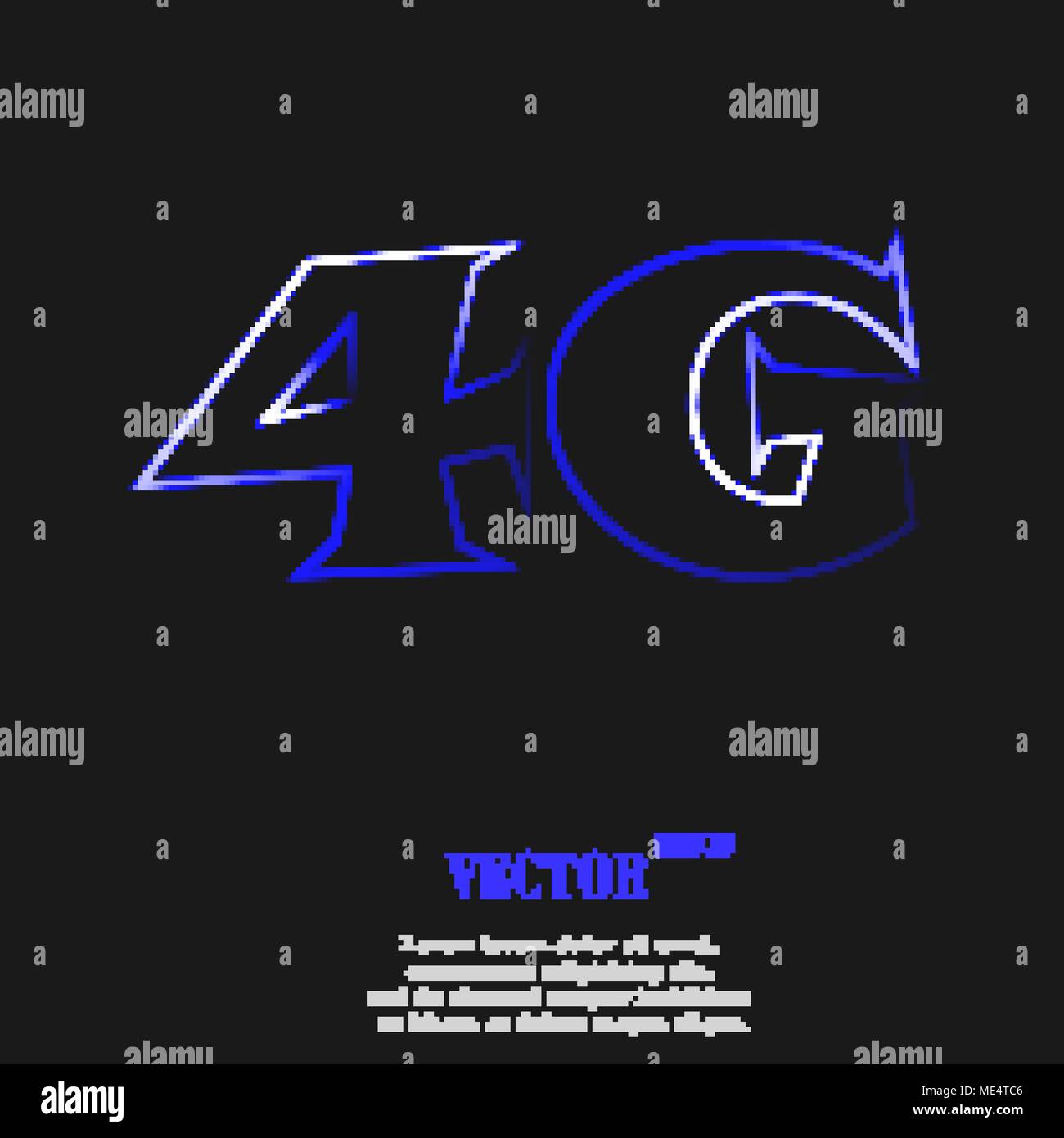4G icon symbol with effect of blue neon. Vector illustration Stock ...