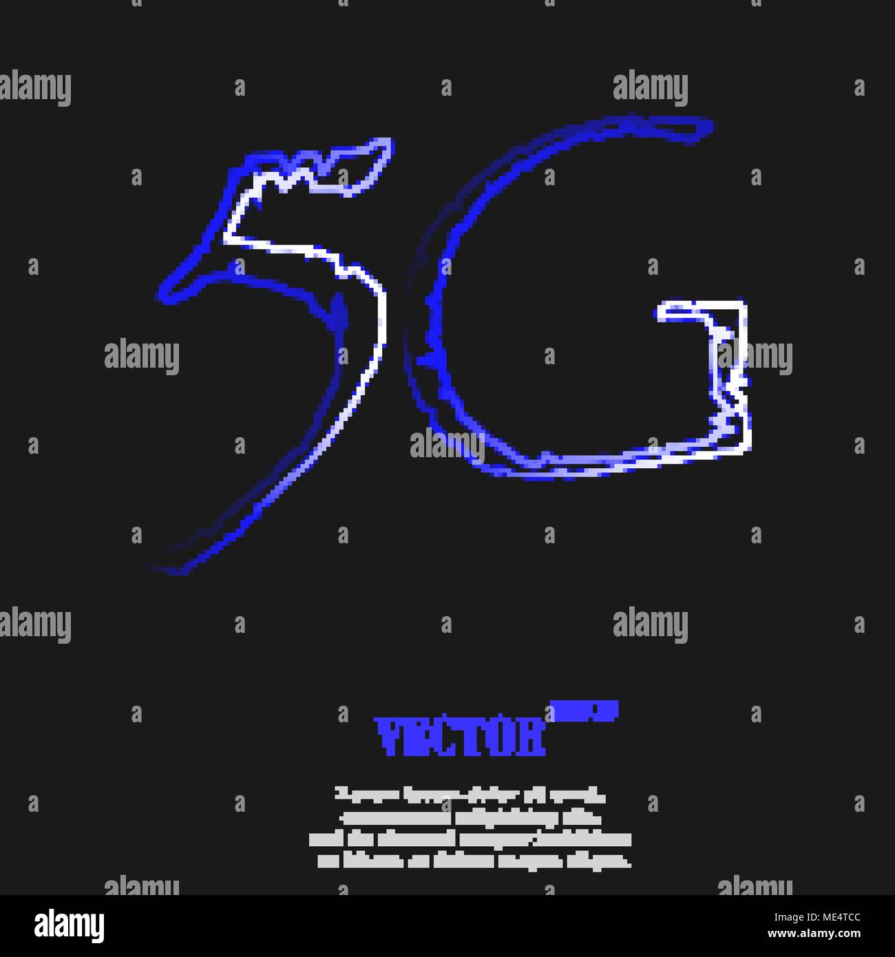 5G icon symbol with effect of blue neon. Vector illustration Stock ...
