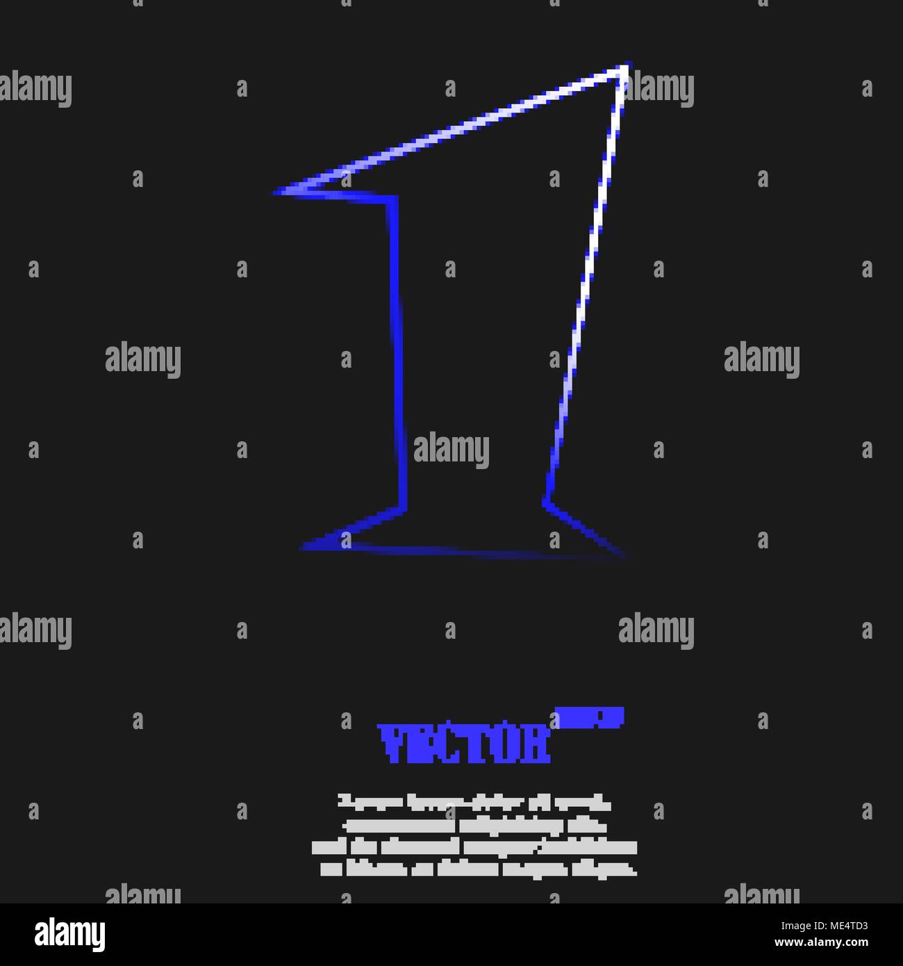 number one icon symbol with effect of blue neon. Vector illustration ...