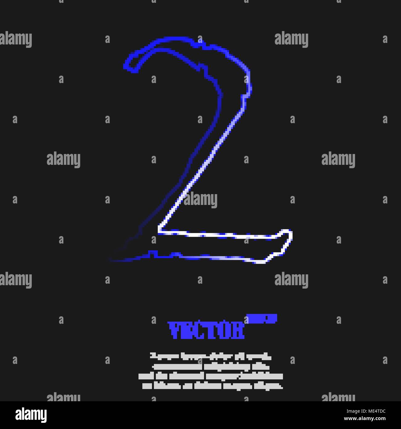 number two icon symbol with effect of blue neon. Vector illustration ...