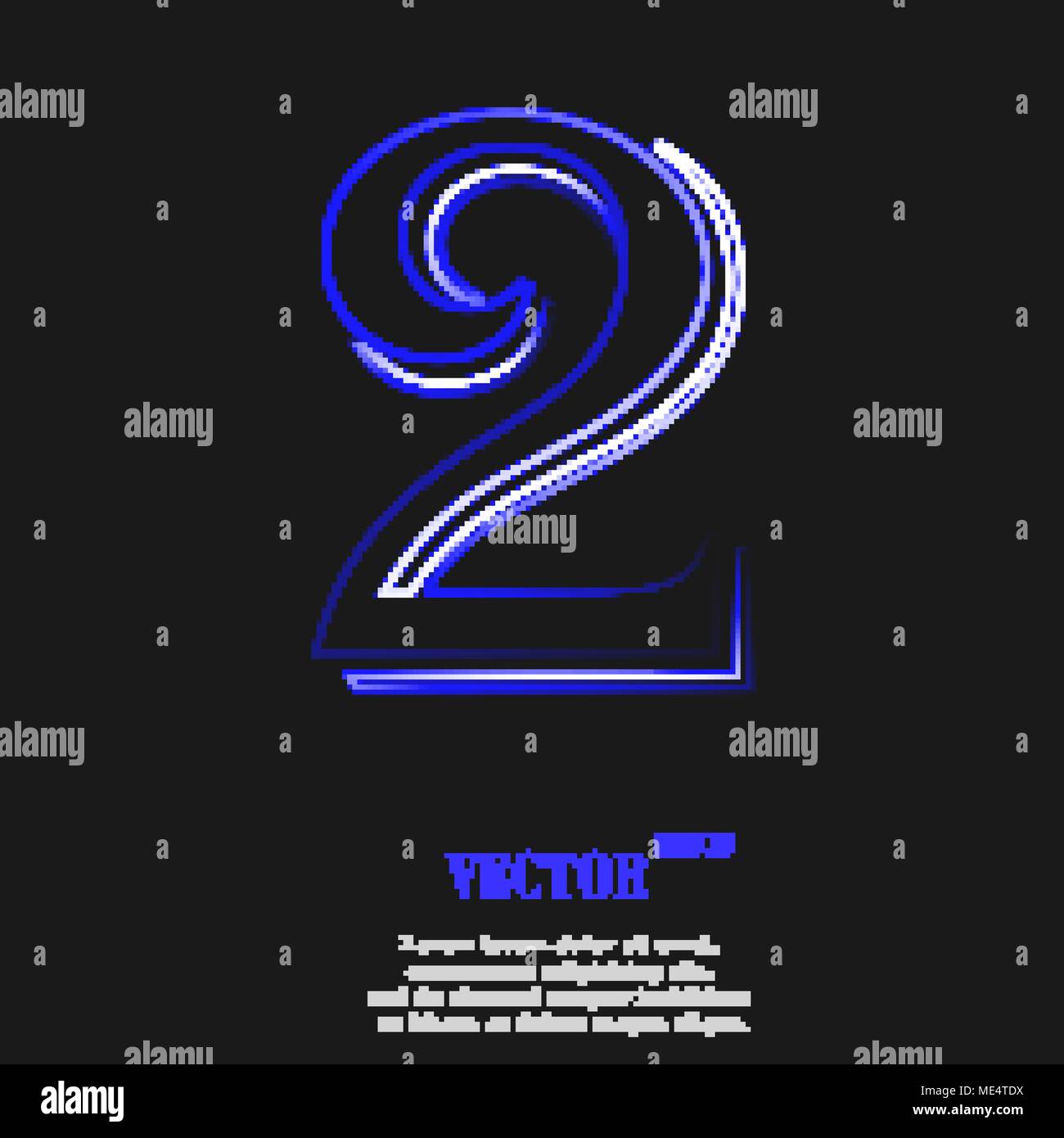 number two icon symbol with effect of blue neon. Vector illustration ...