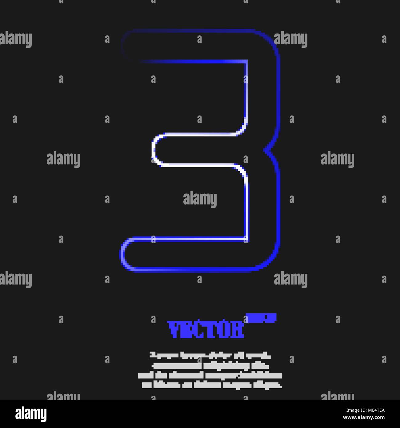 number three icon symbol with effect of blue neon. Vector illustration ...