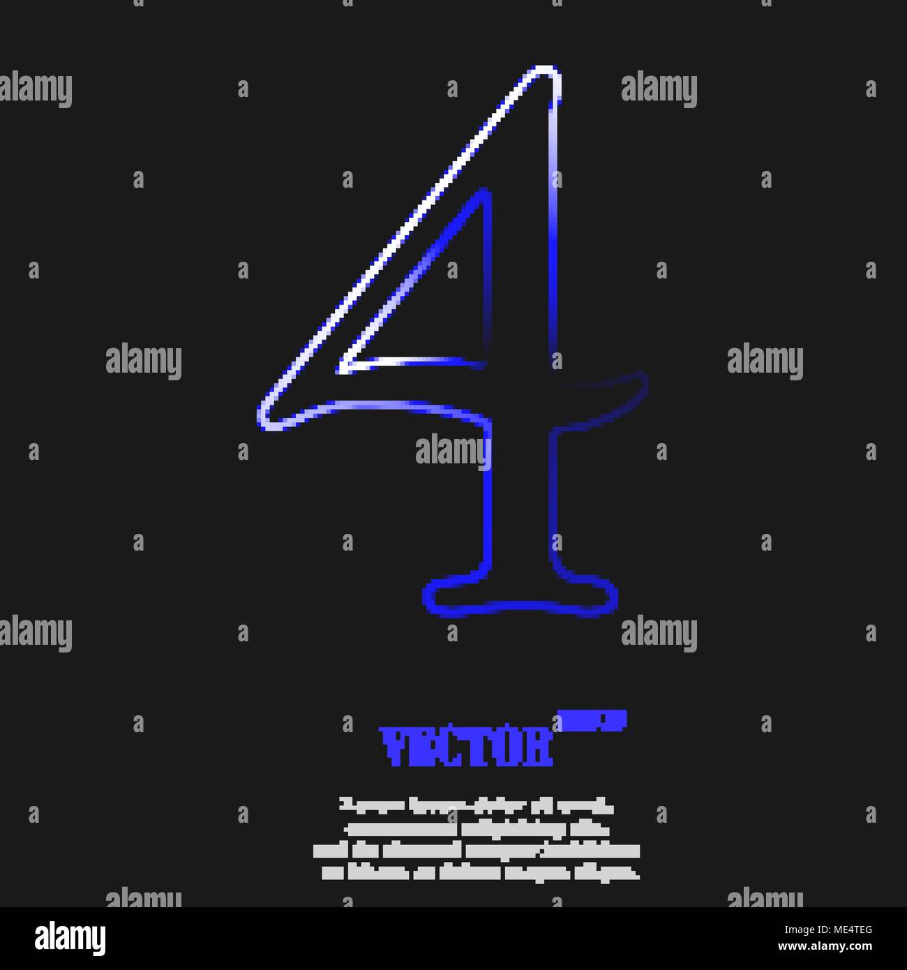 number four icon symbol with effect of blue neon. Vector illustration ...