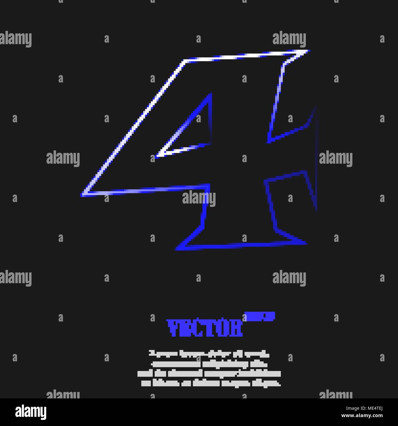 number four icon symbol with effect of blue neon. Vector illustration ...