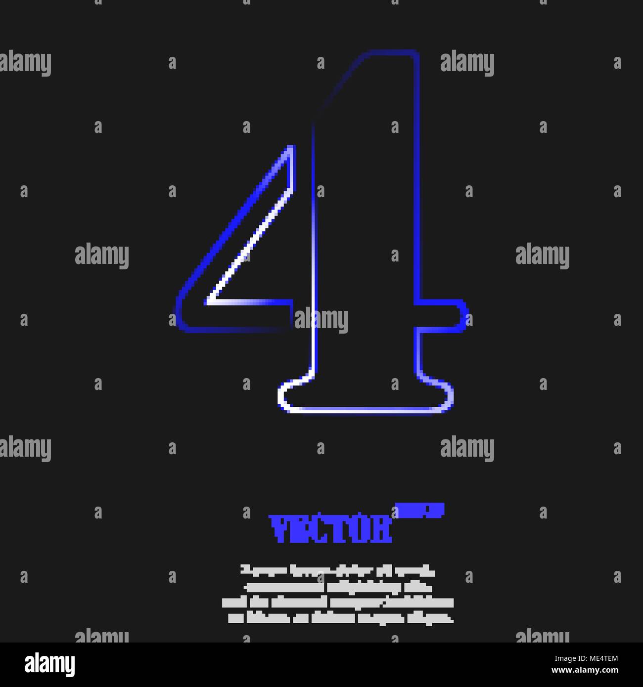 number four icon symbol with effect of blue neon. Vector illustration ...