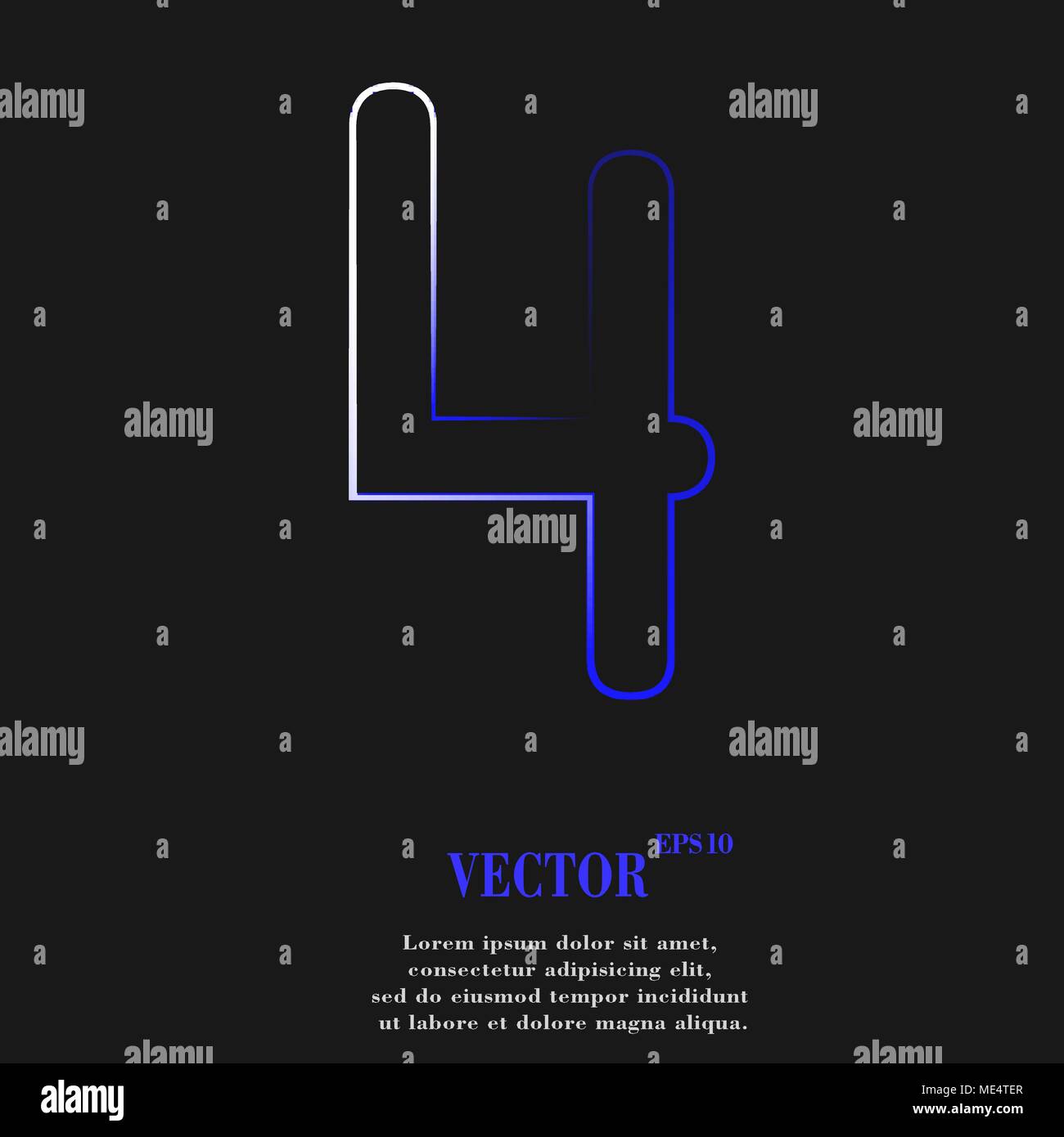 number four icon symbol with effect of blue neon. Vector illustration ...