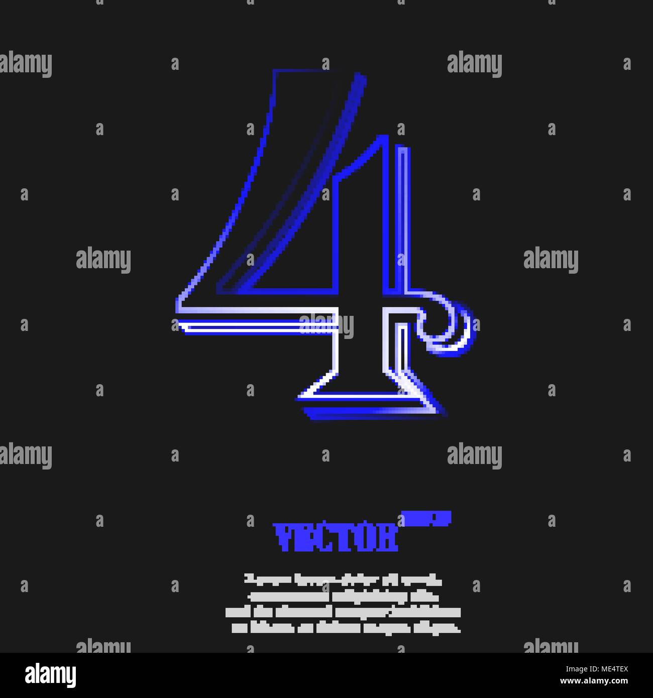 number four icon symbol with effect of blue neon. Vector illustration ...