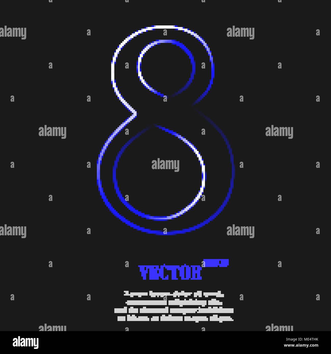 number Eight icon symbol with effect of blue neon. Vector illustration ...