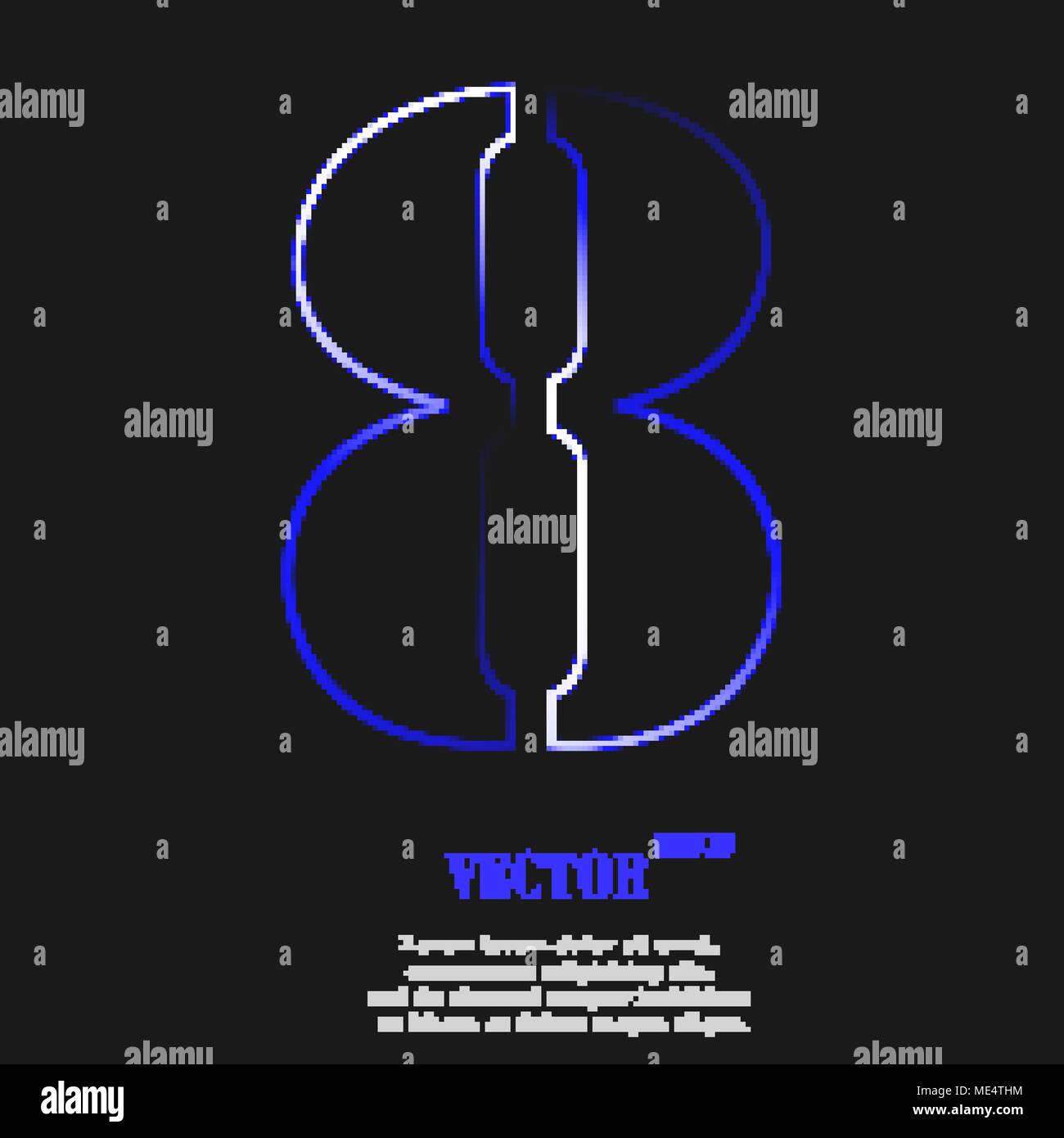 number Eight icon symbol with effect of blue neon. Vector illustration ...