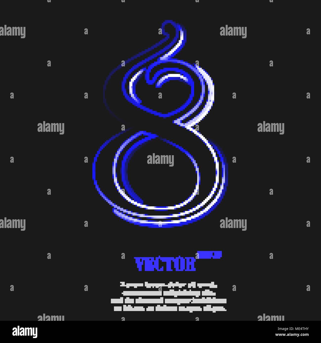number Eight icon symbol with effect of blue neon. Vector illustration ...