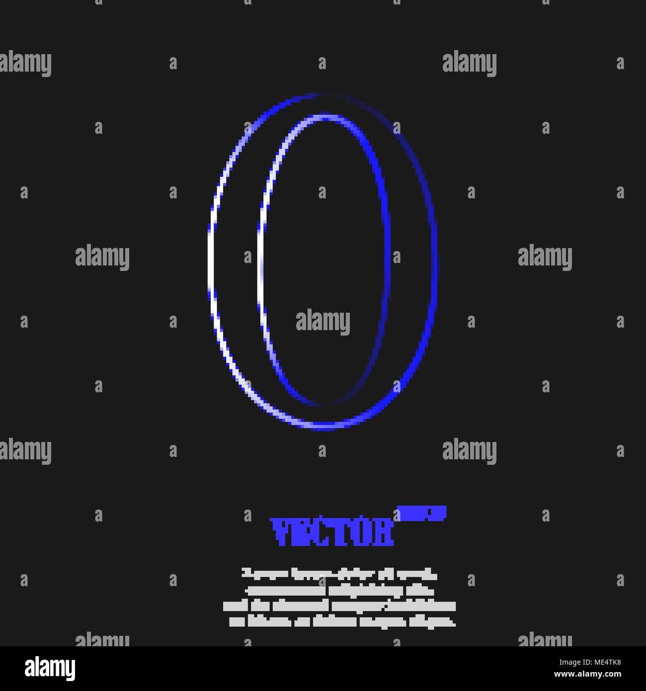 number zero icon symbol with effect of blue neon. Vector illustration ...