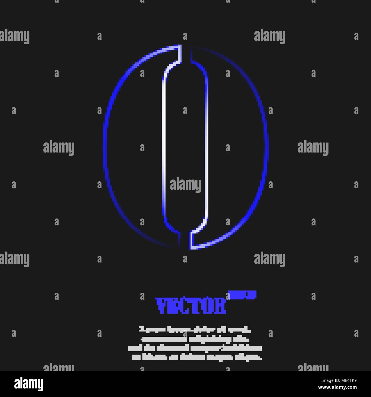 number zero icon symbol with effect of blue neon. Vector illustration ...