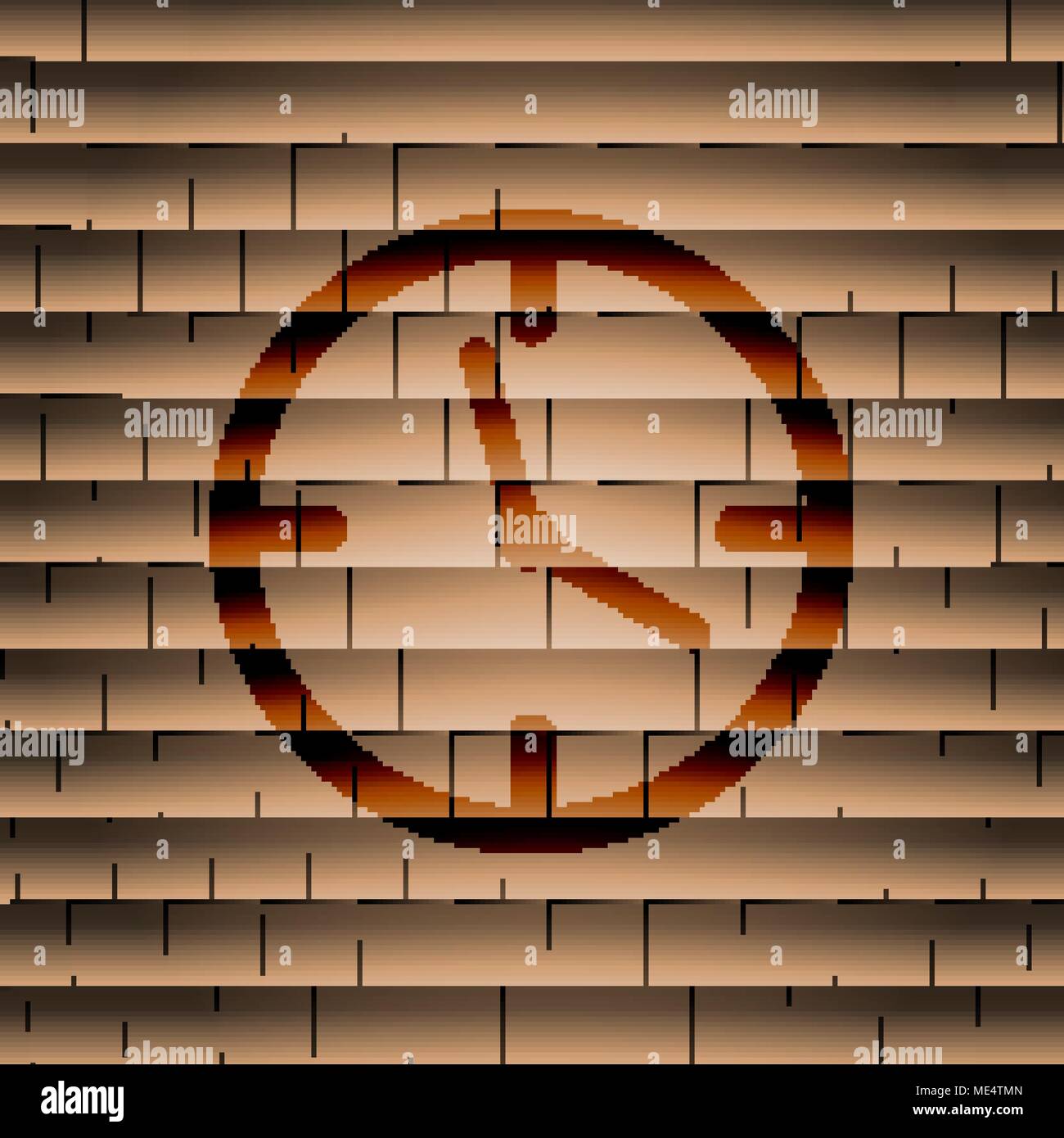 Clock time icon symbol on a tiled background. Vector illustration Stock ...