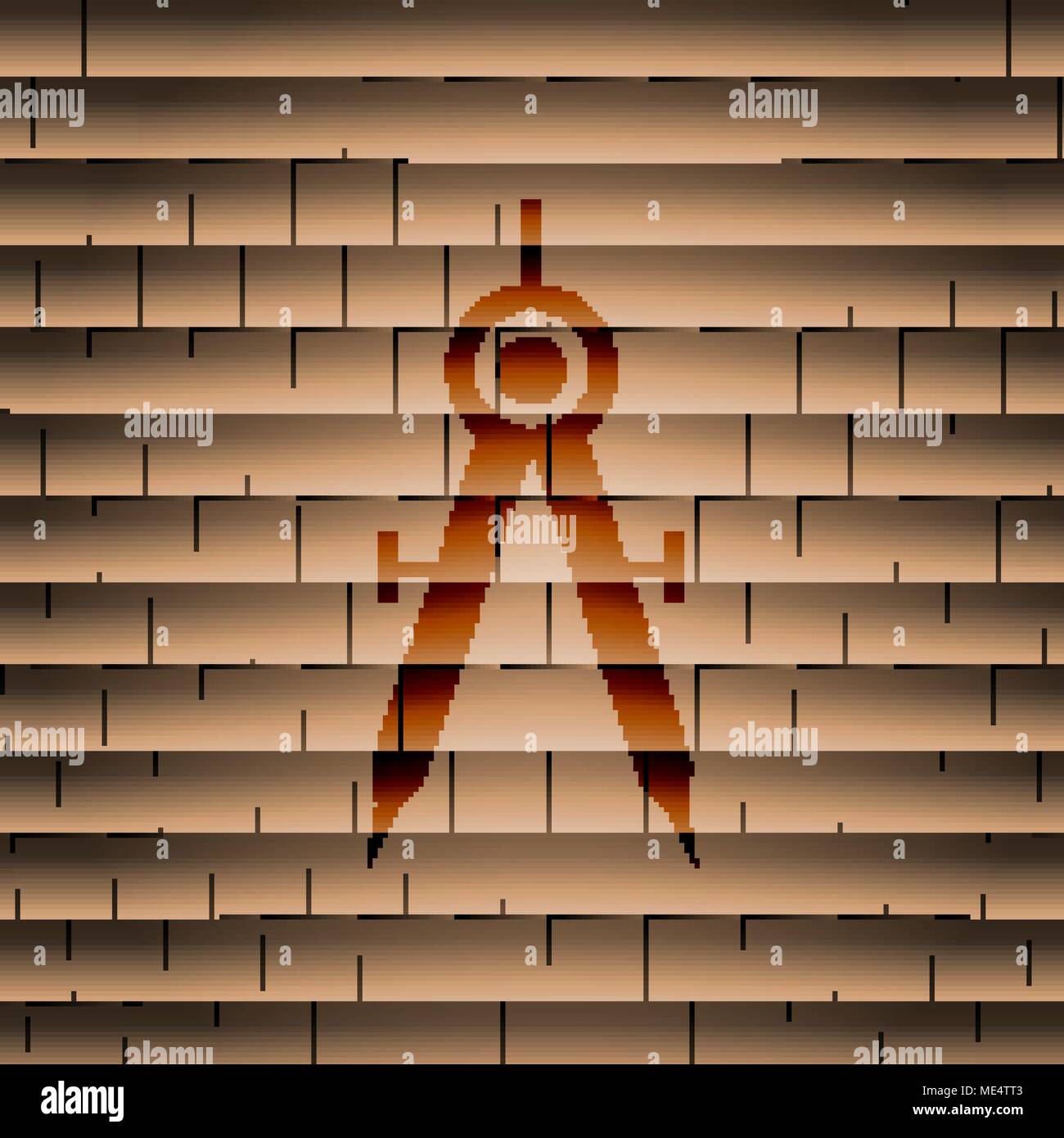 Mathematical Compass icon symbol on a tiled background. Vector ...