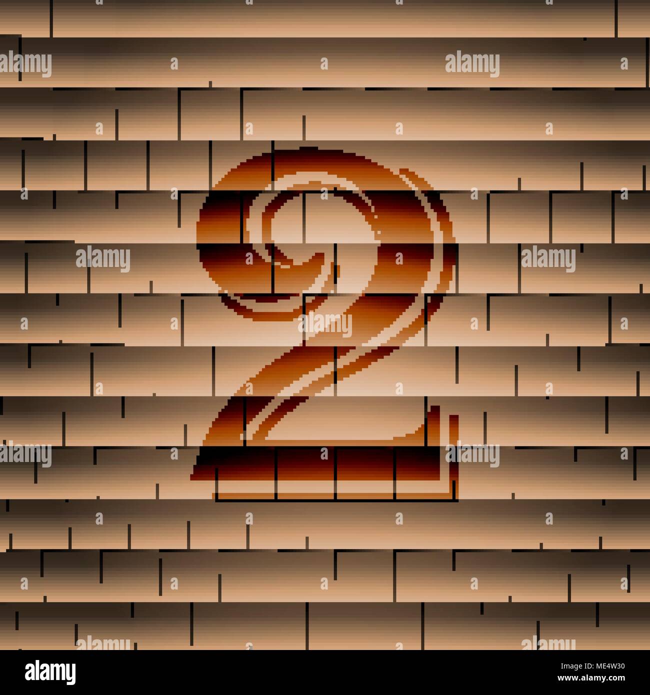 number two icon symbol on a tiled background. Vector illustration Stock ...