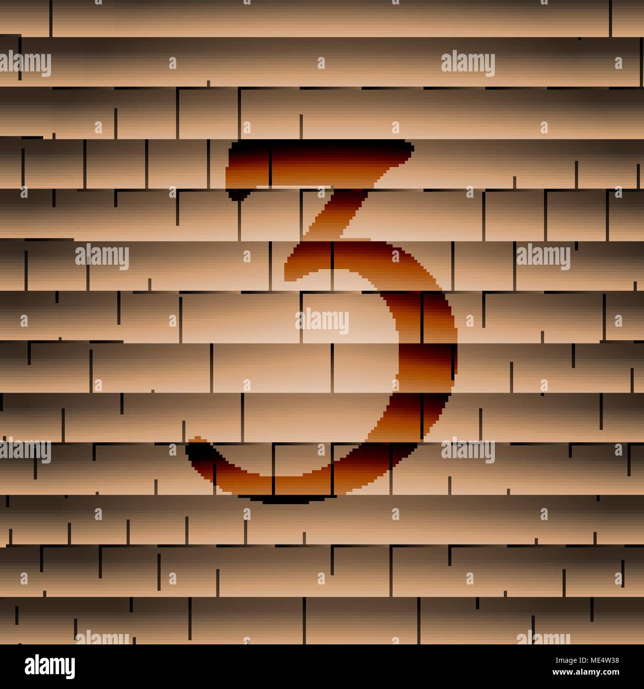 number three icon symbol on a tiled background. Vector illustration ...