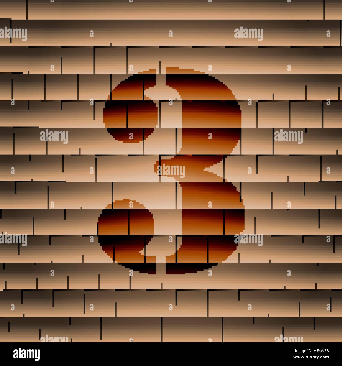 number three icon symbol on a tiled background. Vector illustration ...