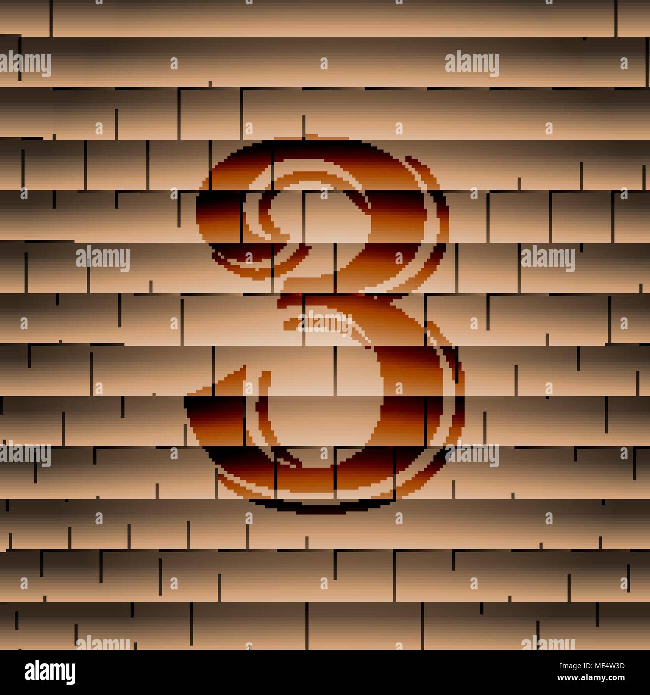 number three icon symbol on a tiled background. Vector illustration ...