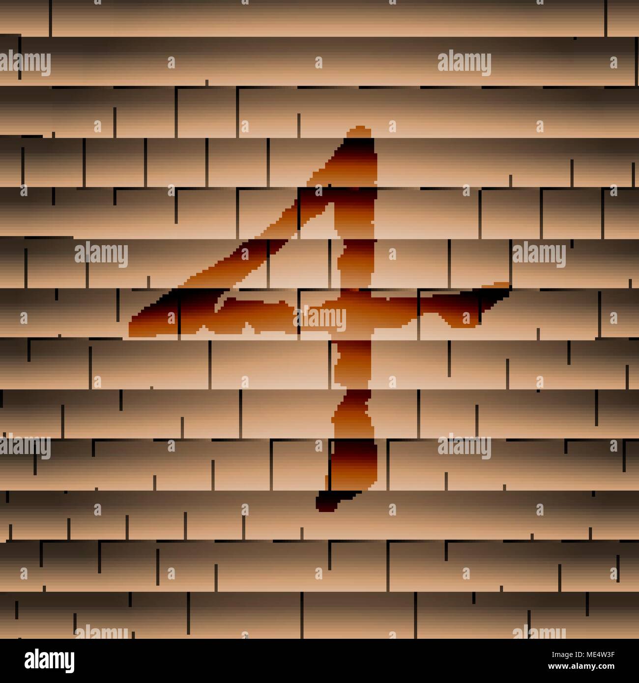 number four icon symbol on a tiled background. Vector illustration ...