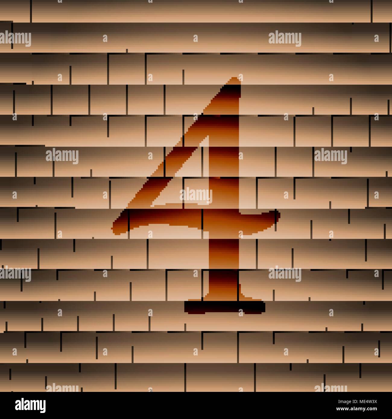 number four icon symbol on a tiled background. Vector illustration ...
