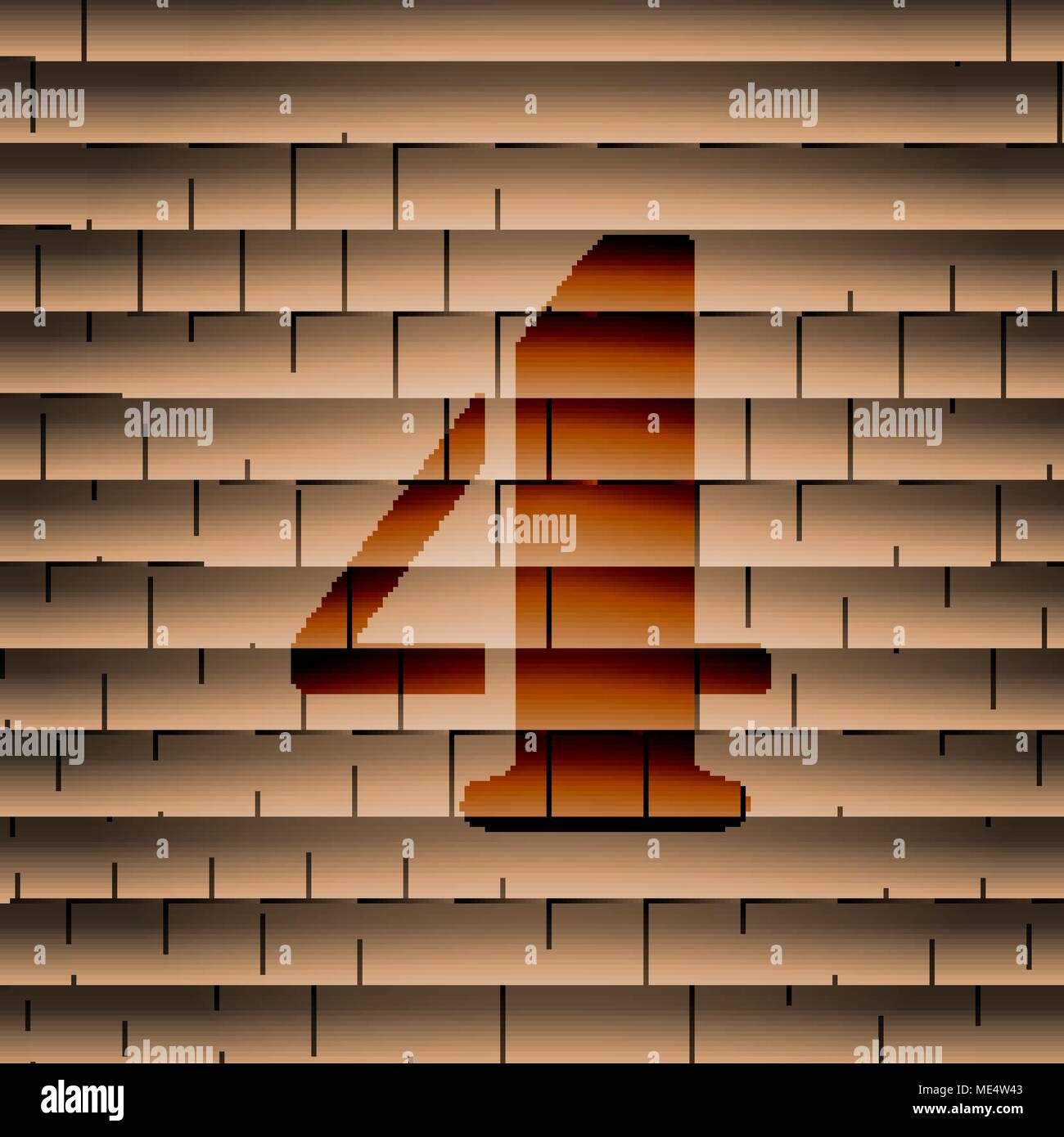 number four icon symbol on a tiled background. Vector illustration ...