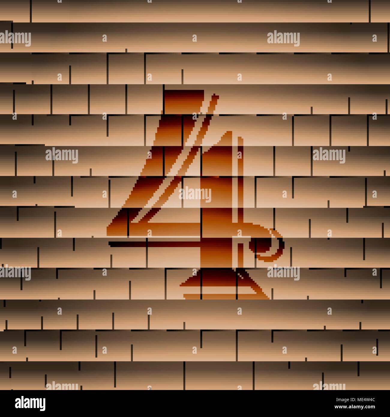 number four icon symbol on a tiled background. Vector illustration ...