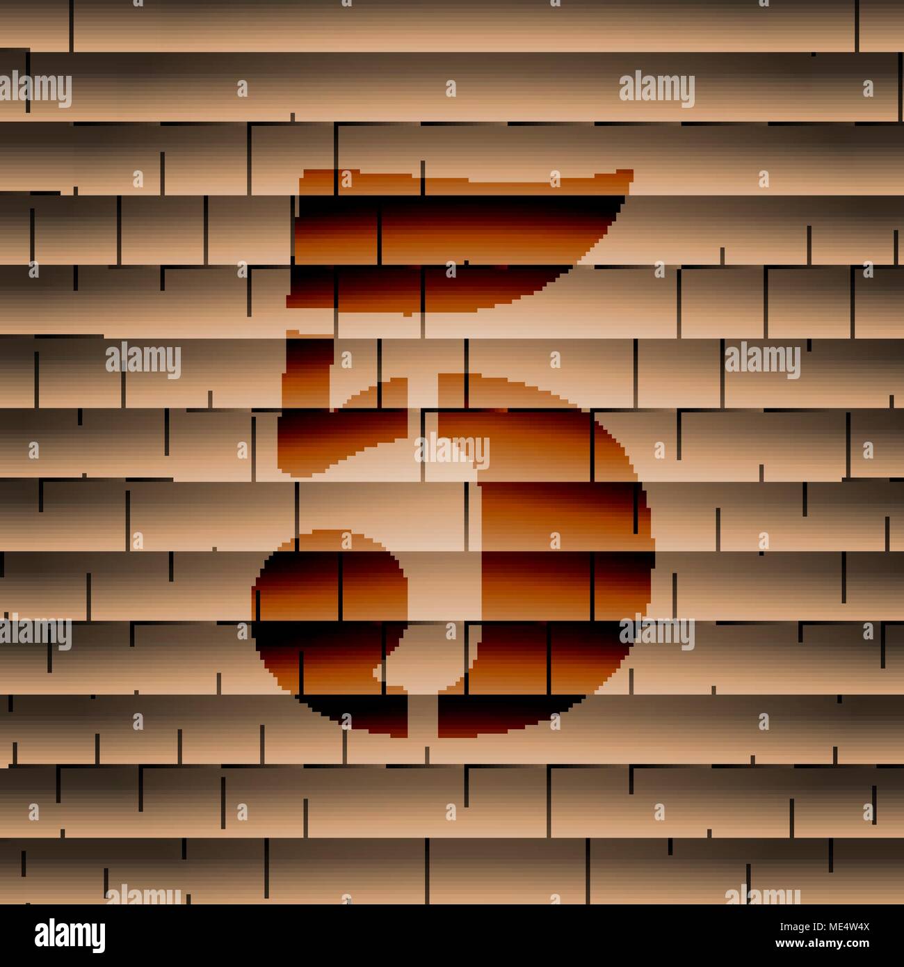 number five icon symbol on a tiled background. Vector illustration ...