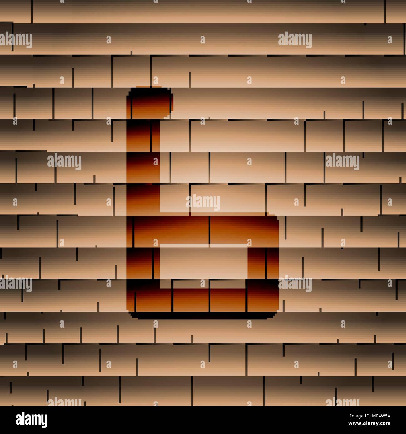 number six icon symbol on a tiled background. Vector illustration Stock ...