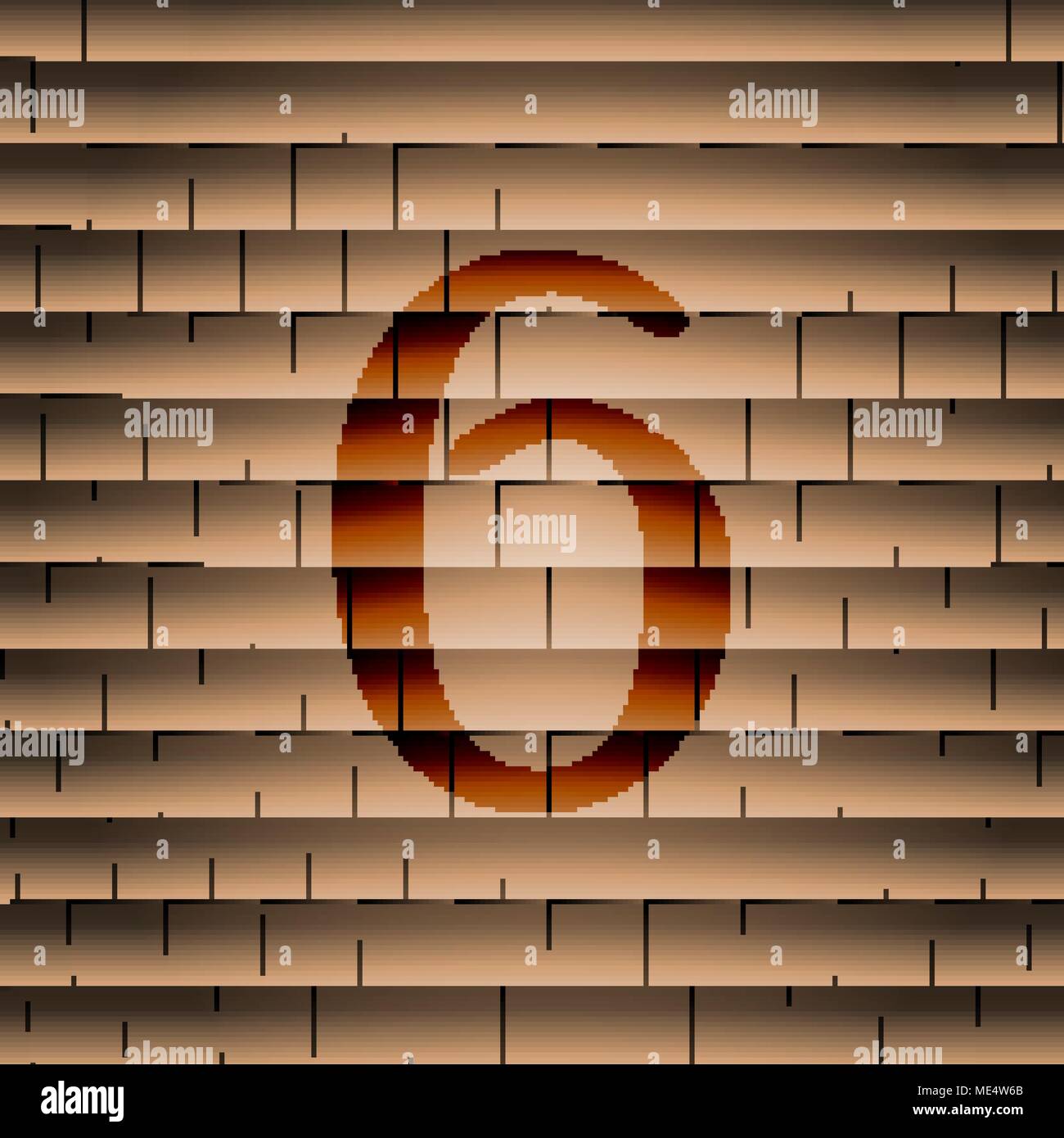 number six icon symbol on a tiled background. Vector illustration Stock ...