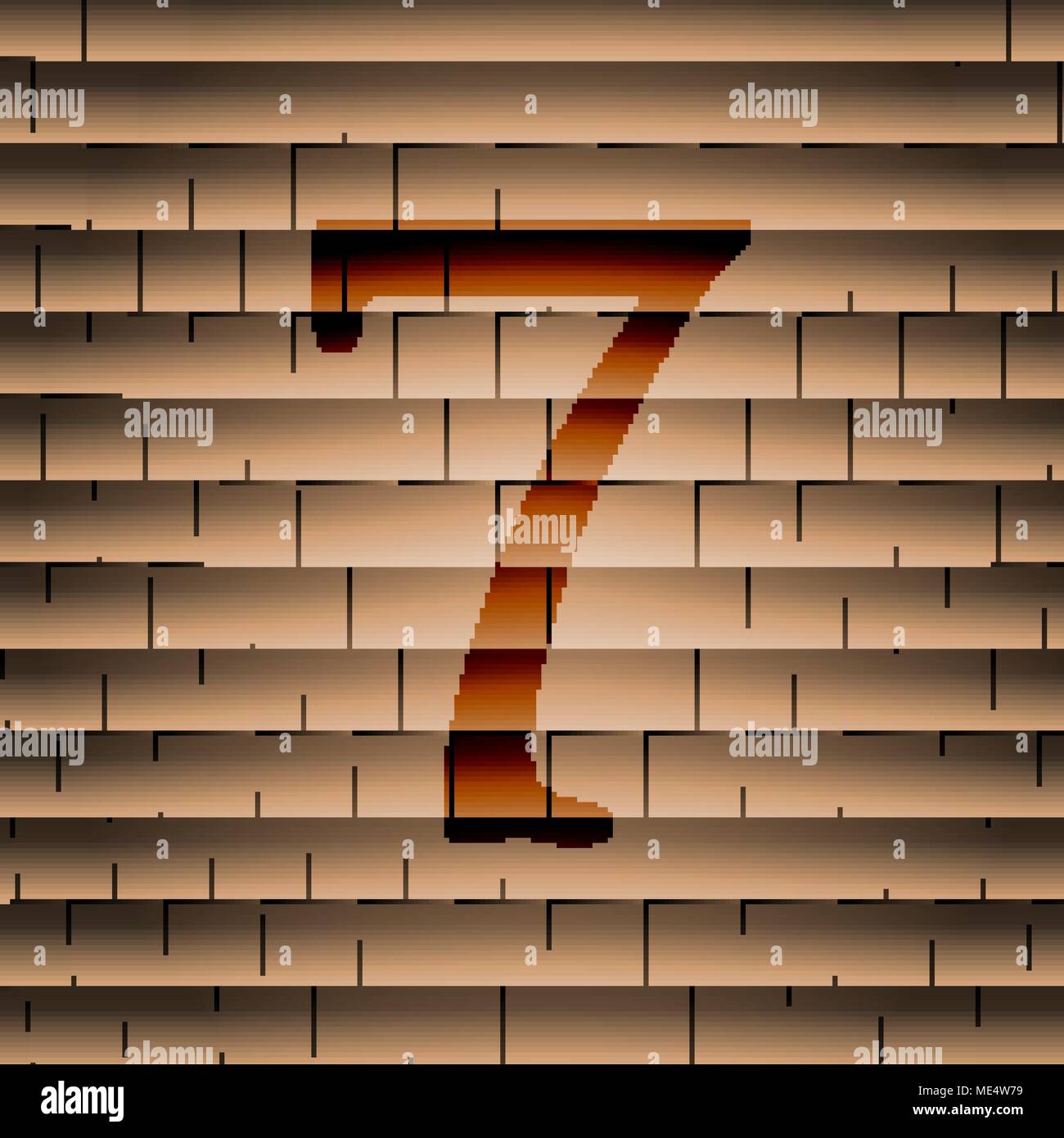 number seven icon symbol on a tiled background. Vector illustration ...