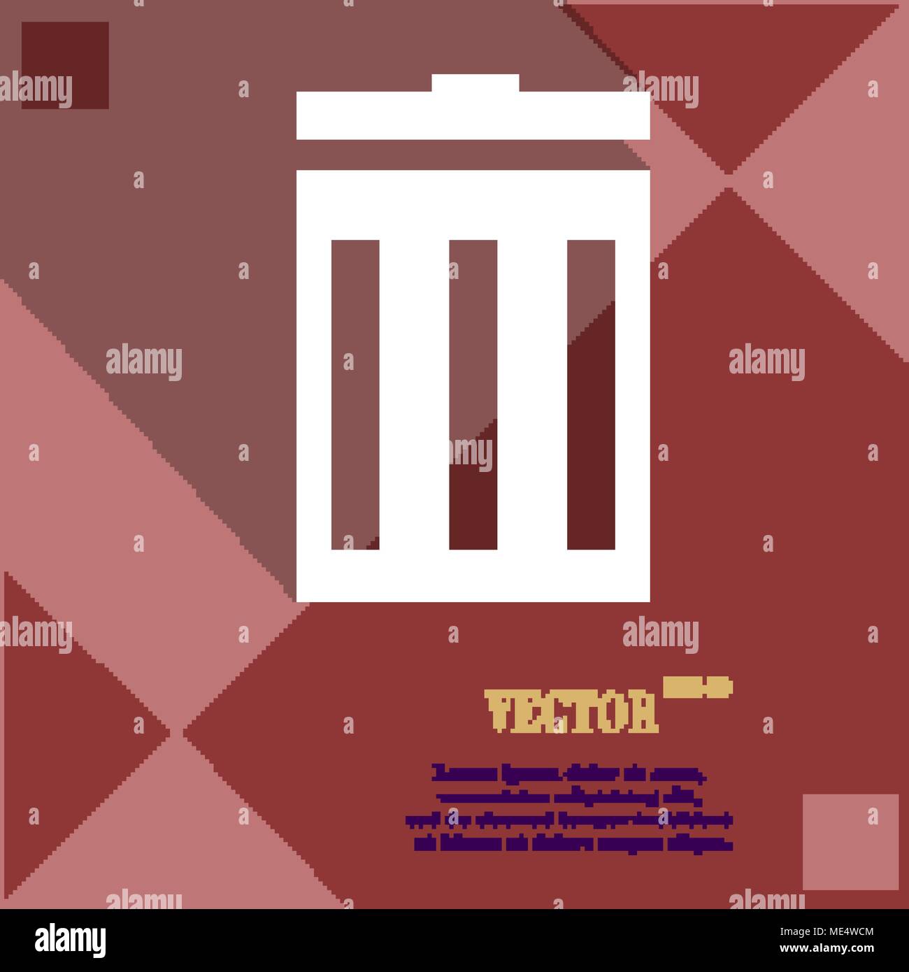 Recycle bin icon symbol on red abstract geometric background with long ...