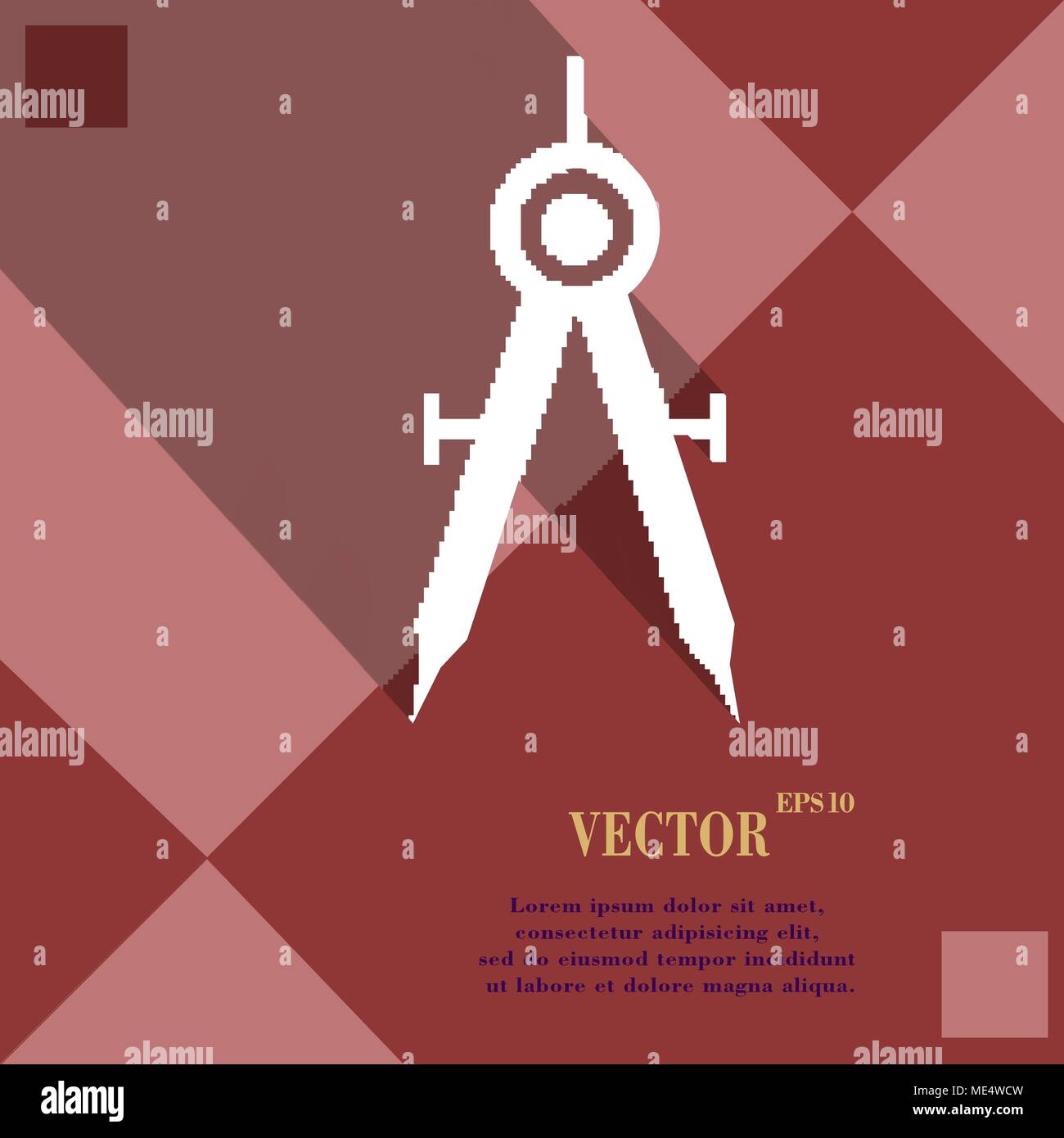 Mathematical Compass icon symbol on red abstract geometric background ...