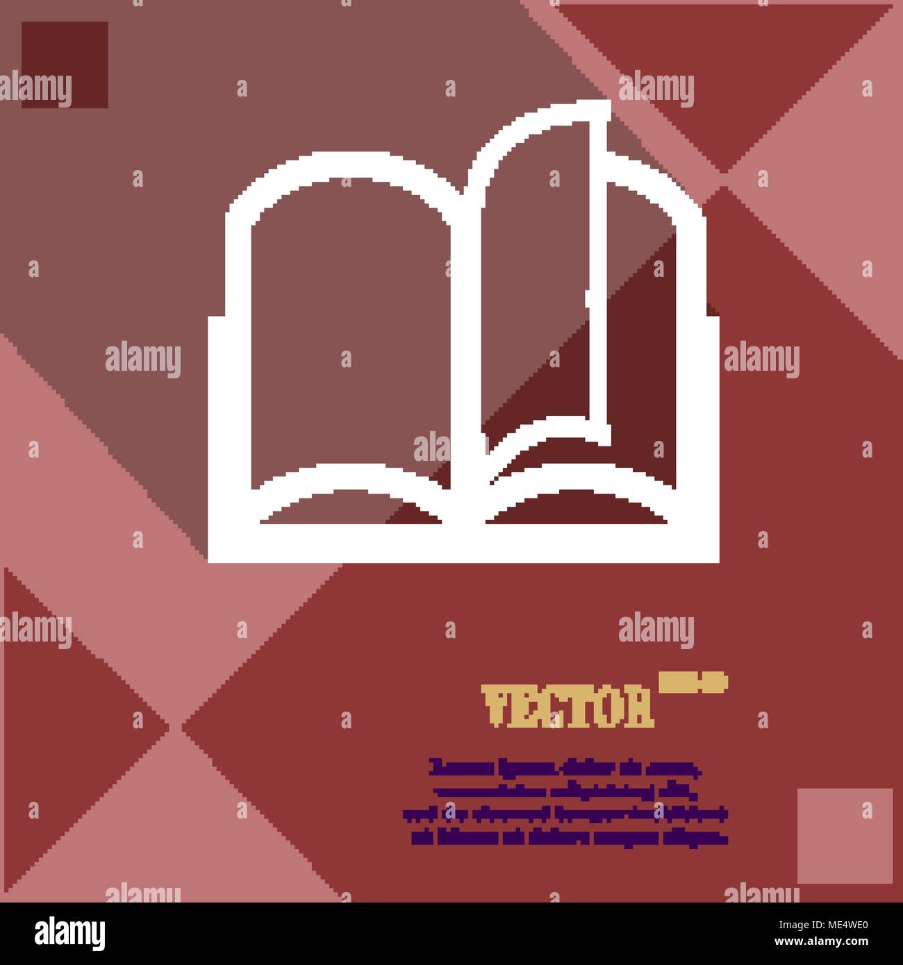 Open book icon symbol on red abstract geometric background with long ...