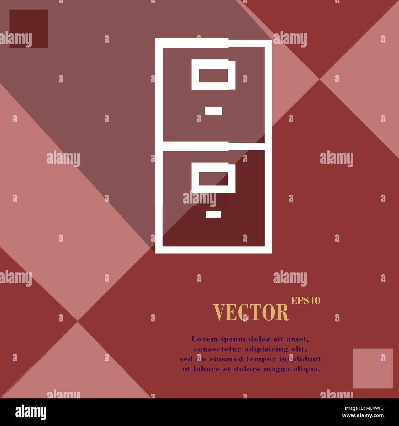 Safe icon symbol on red abstract geometric background with long shadows ...