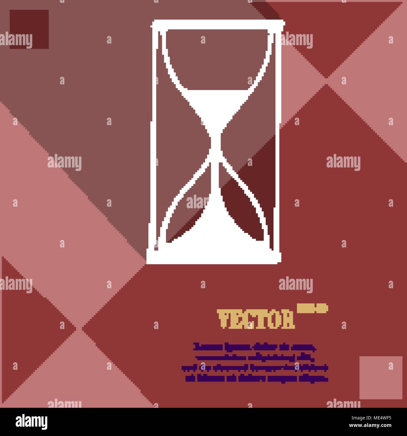 Hourglass icon symbol on red abstract geometric background with long ...