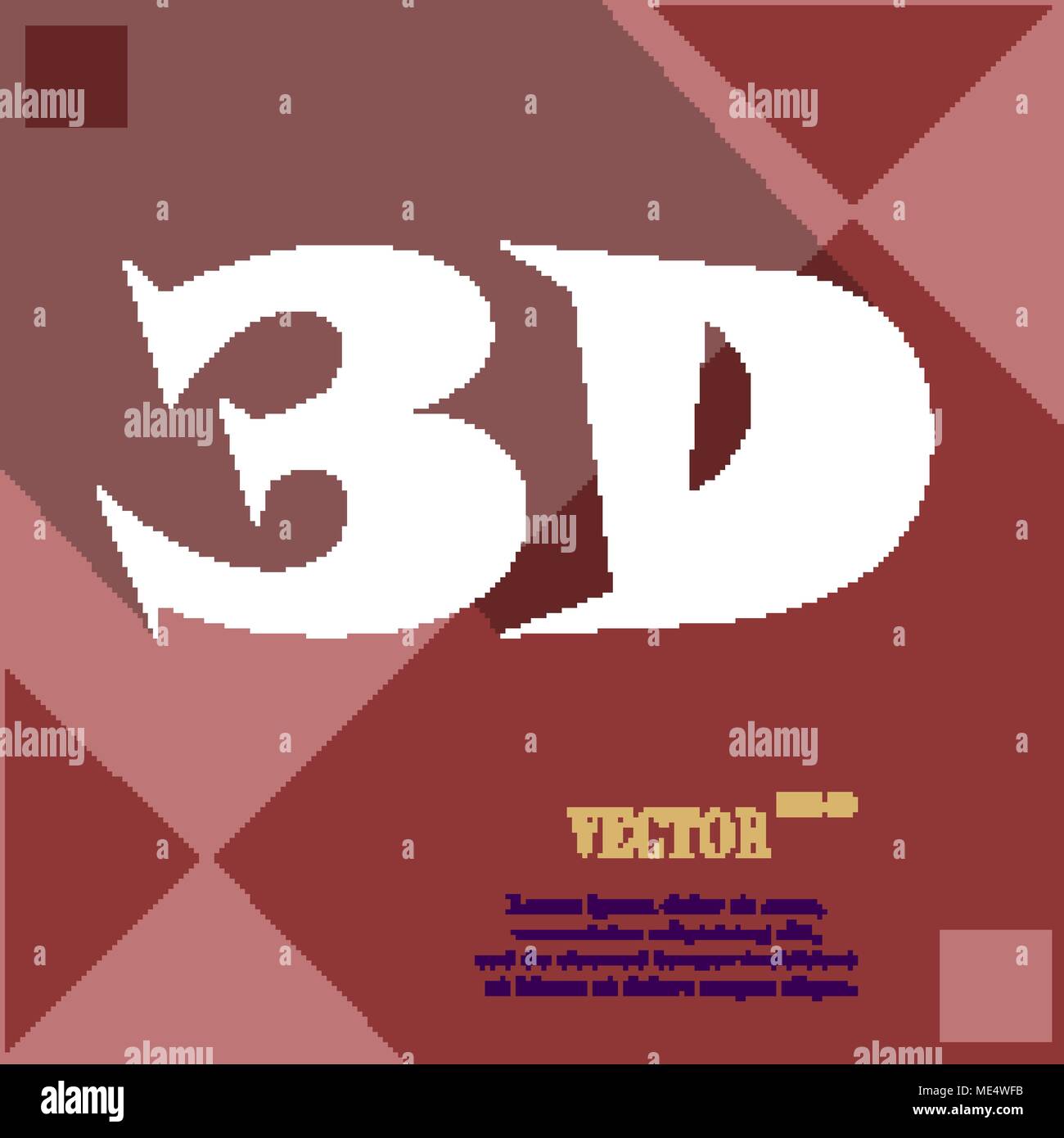 3D icon symbol on red abstract geometric background with long shadows ...