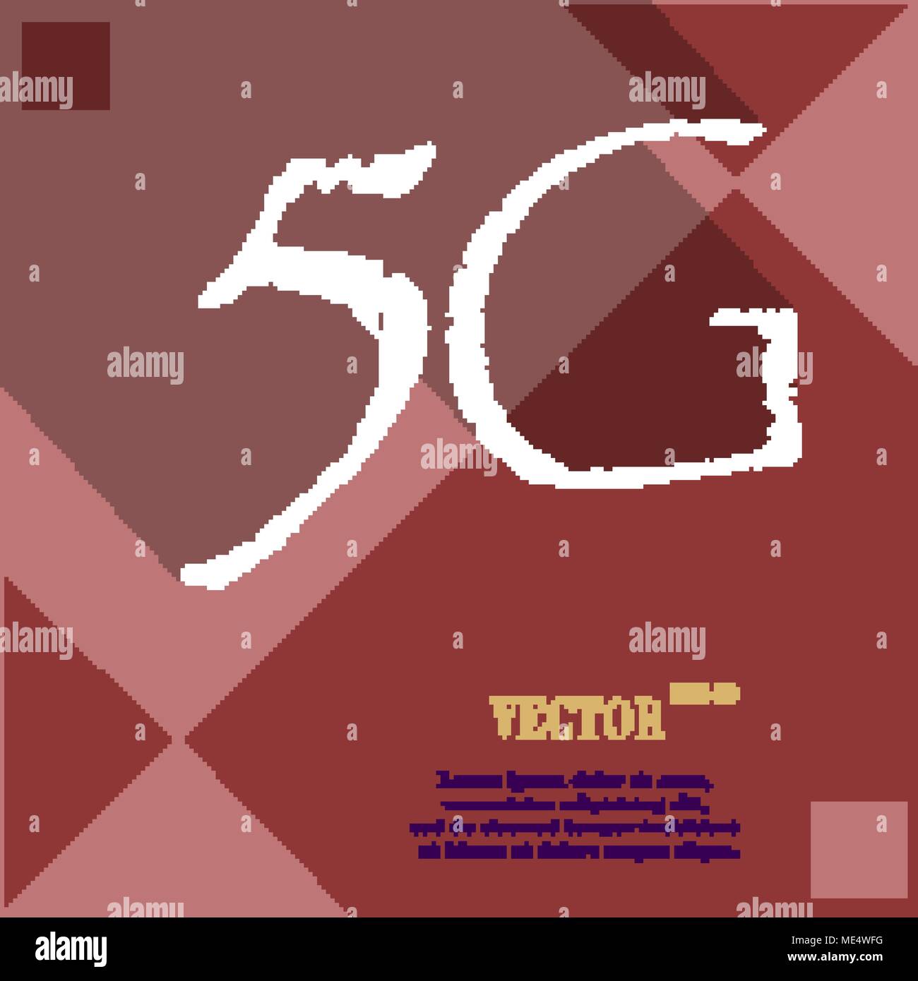 5G icon symbol on red abstract geometric background with long shadows ...