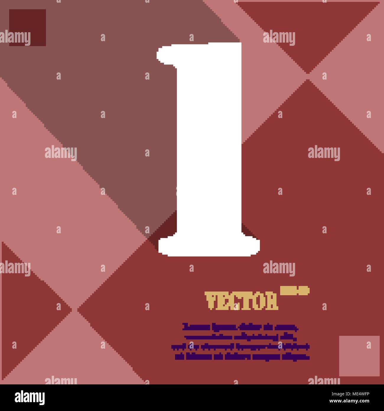 number one icon symbol on red abstract geometric background with long ...