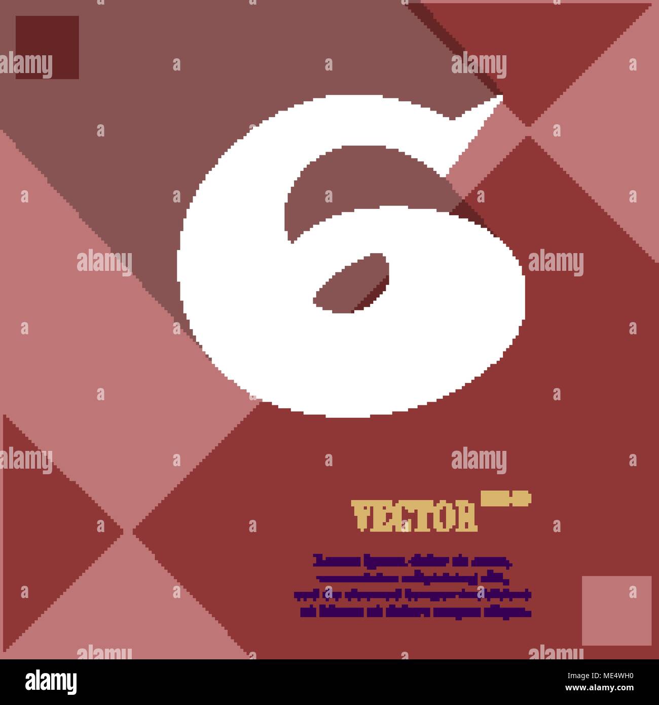 number six icon symbol on red abstract geometric background with long ...