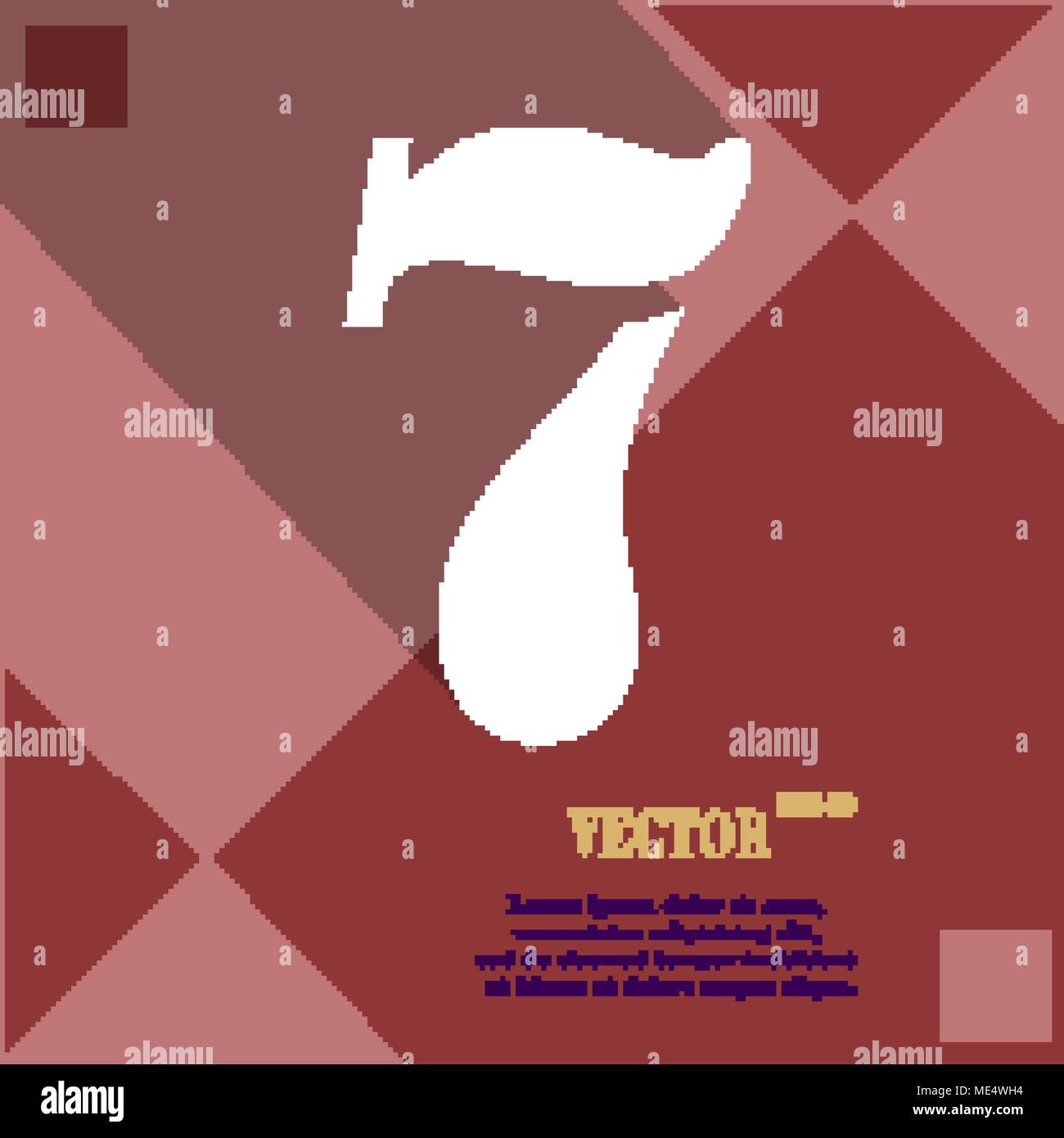 number seven icon symbol on red abstract geometric background with long ...