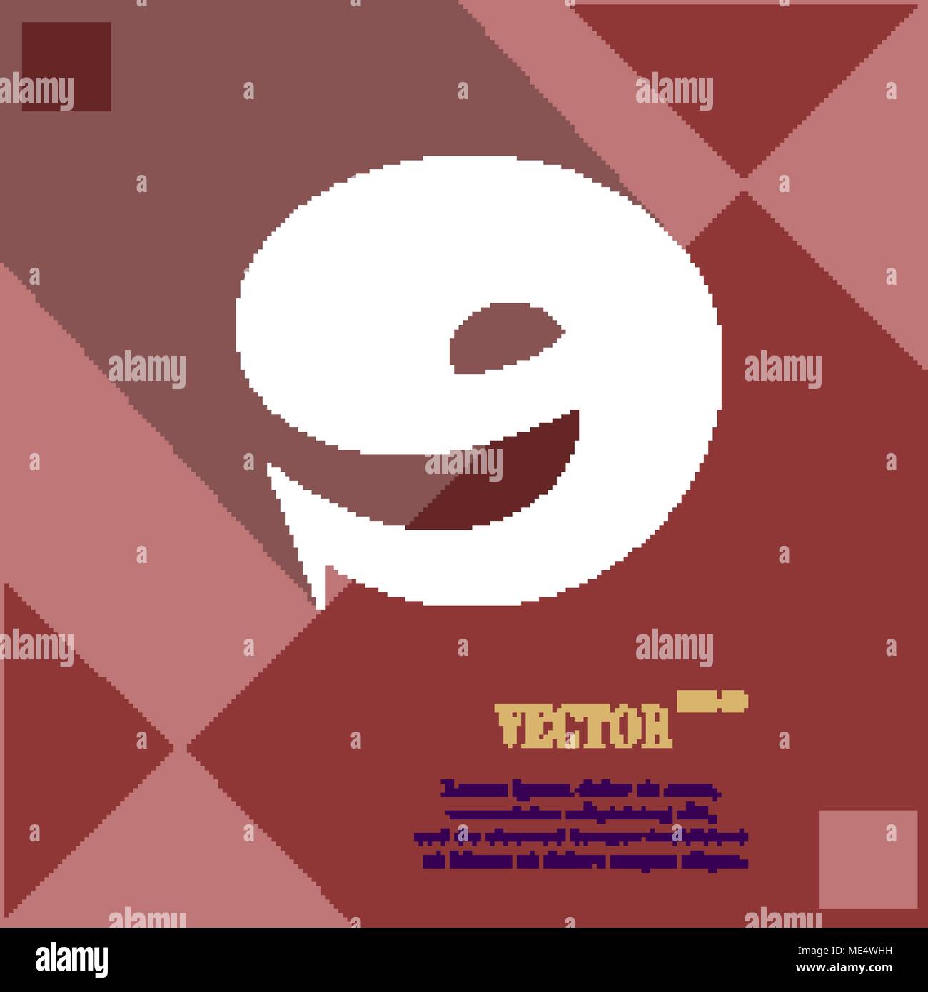 number Nine icon symbol on red abstract geometric background with long ...