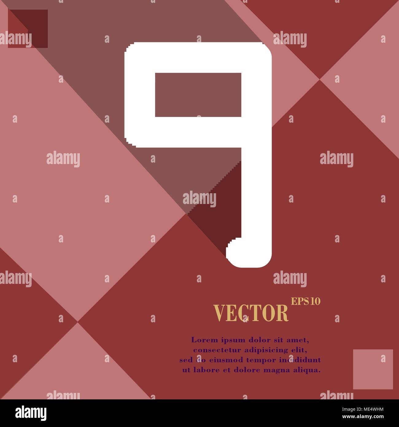 number Nine icon symbol on red abstract geometric background with long ...