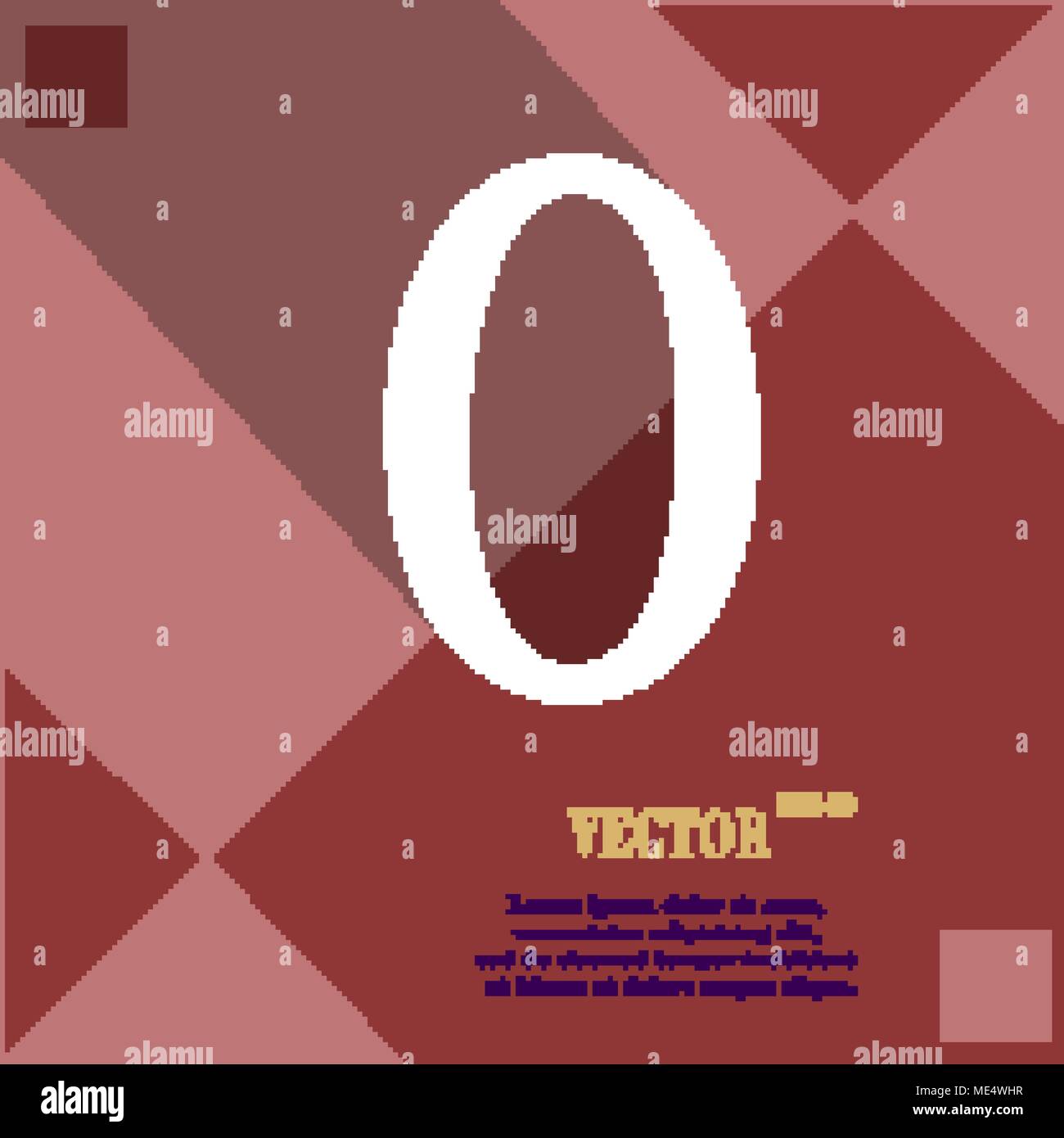 number zero icon symbol on red abstract geometric background with long ...