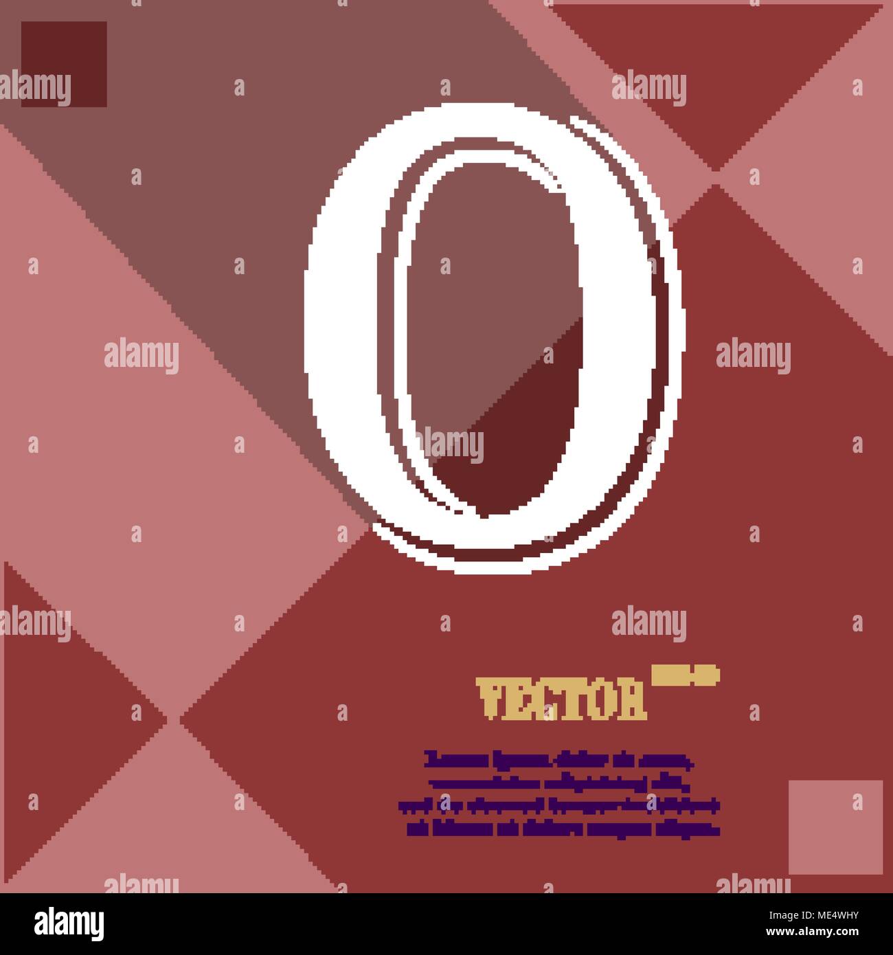 number zero icon symbol on red abstract geometric background with long ...