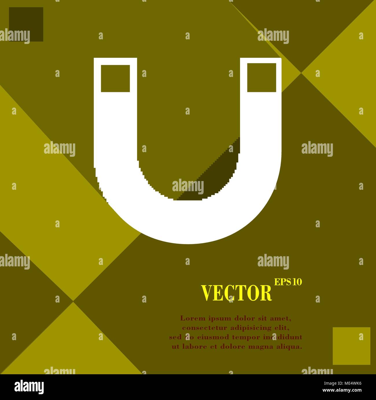 magnet icon symbol on yellow abstract geometric background with long ...