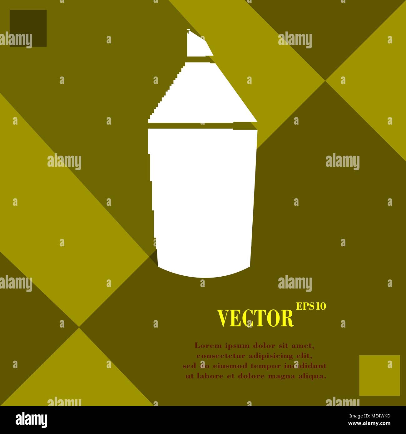 Pencil icon symbol on yellow abstract geometric background with long ...