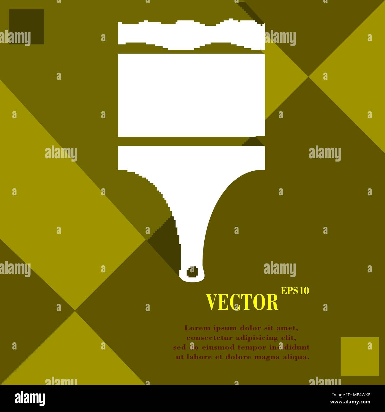 Paint brush icon symbol on yellow abstract geometric background with ...