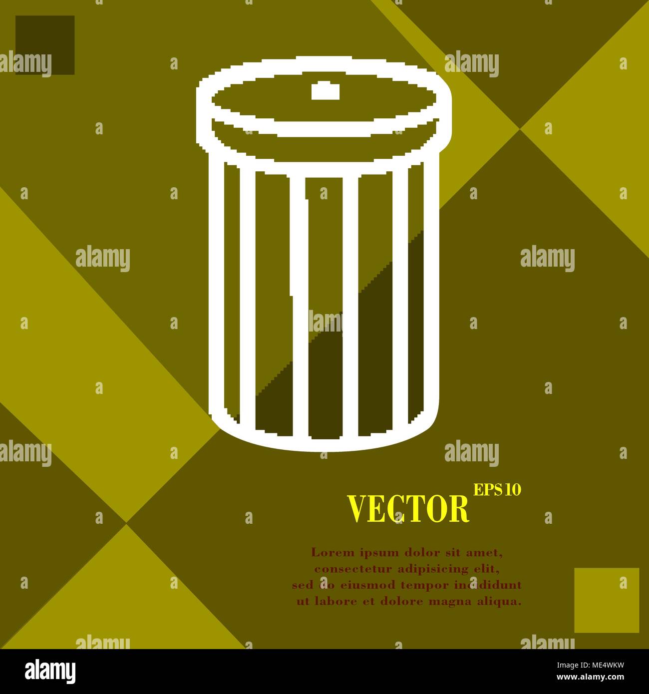 Recycle bin icon symbol on yellow abstract geometric background with ...